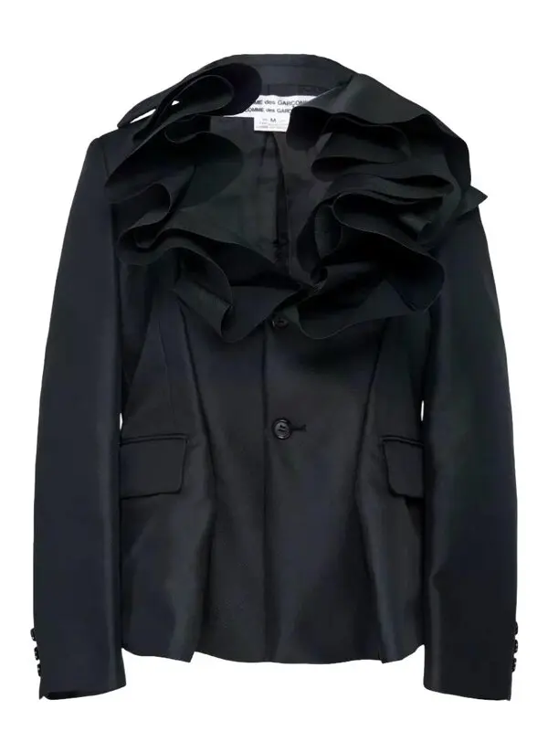 Comme Des Garçons Single-breasted Ruffled Blazer - Black