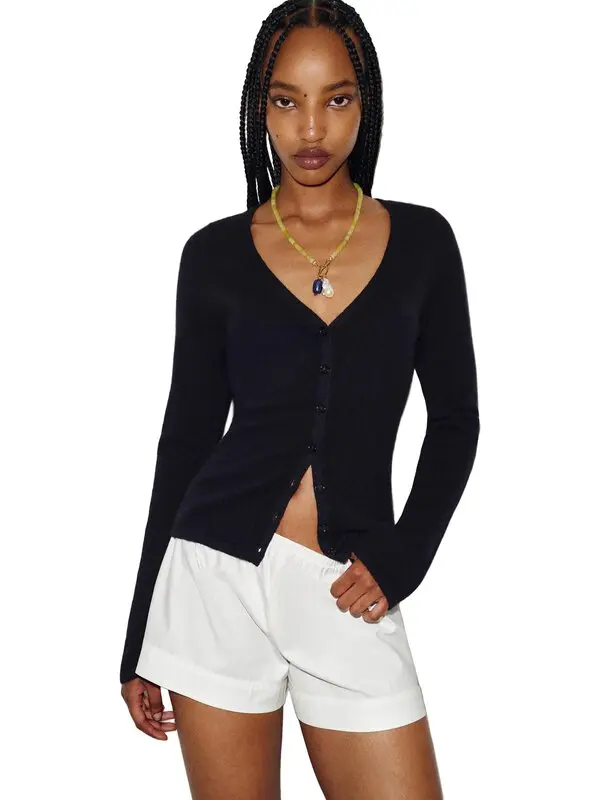 REFORMATION Bloom Cashmere V-neck Cardigan - Black