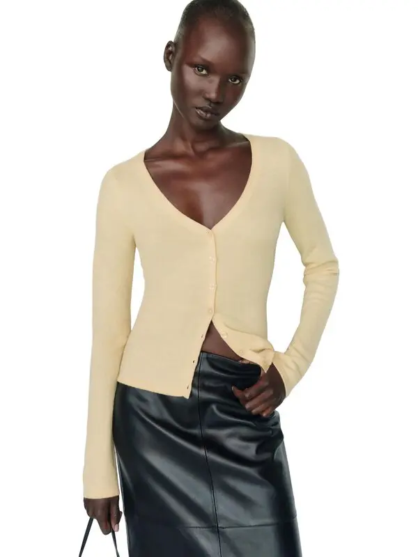 REFORMATION Bloom Cashmere V-neck Cardigan - Yellow
