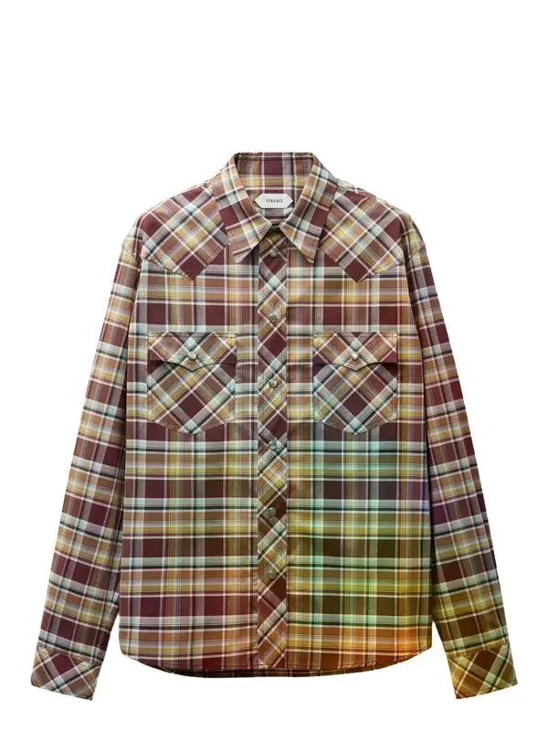 Versace Checked Cotton-poplin Slim Shirt - Red