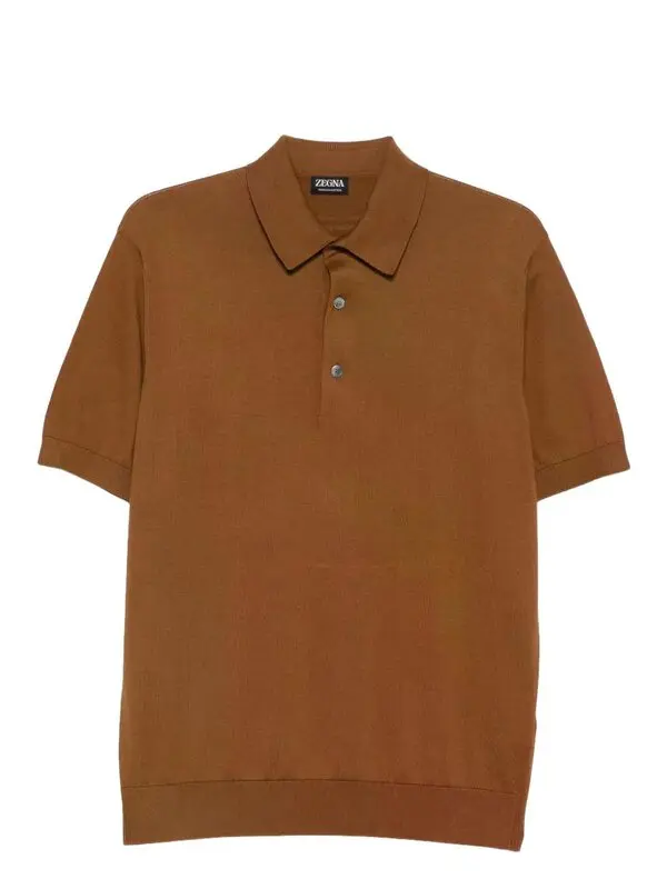 Zegna Short-sleeve Knitted Polo Shirt - Brown