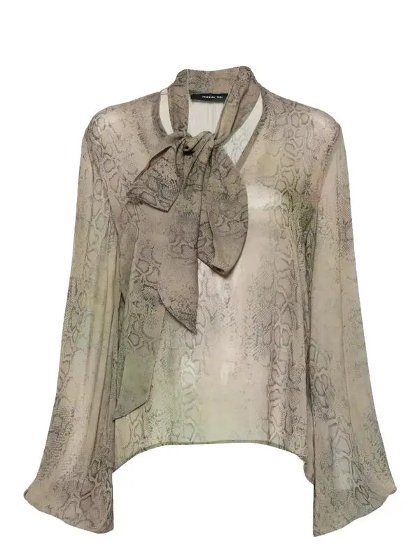Federica Tosi Snakeskin-print Pussy-bow Blouse - Neutrals