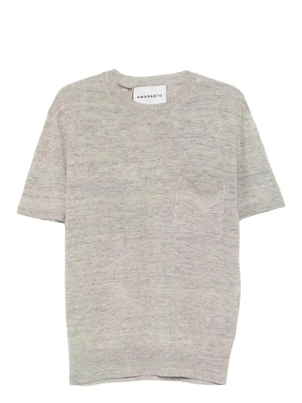 AMARANTO Ribbed Short-sleeve T-shirt - Grey