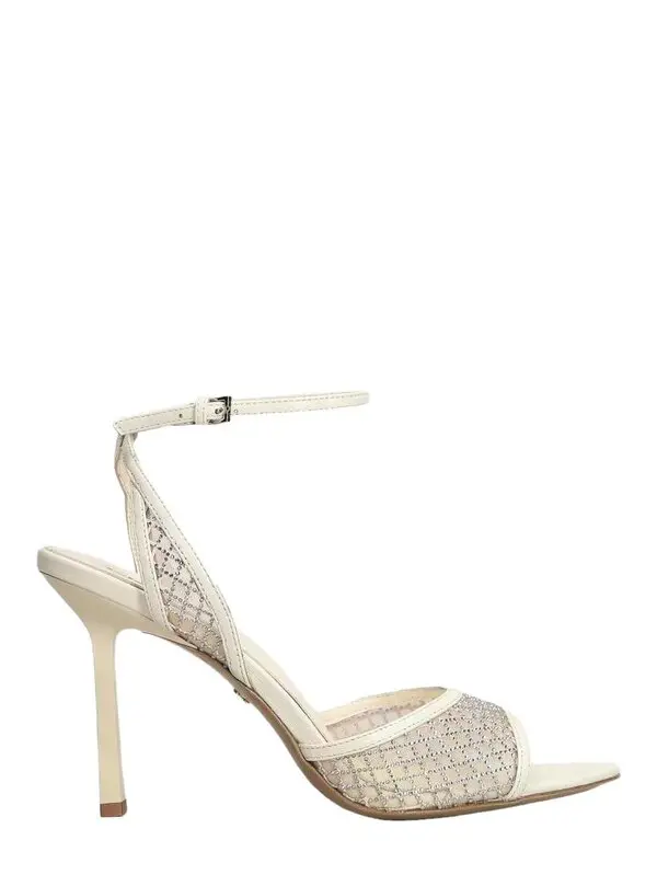 Lola Cruz Crystal-embellished Mesh Sandals - Neutrals