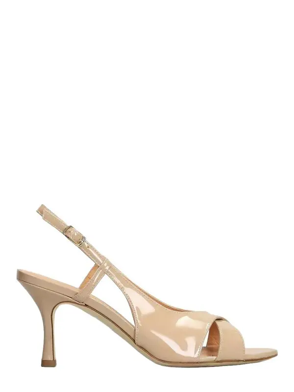 THE SELLER Patent-finish Crossover-strap Sandals - Neutrals