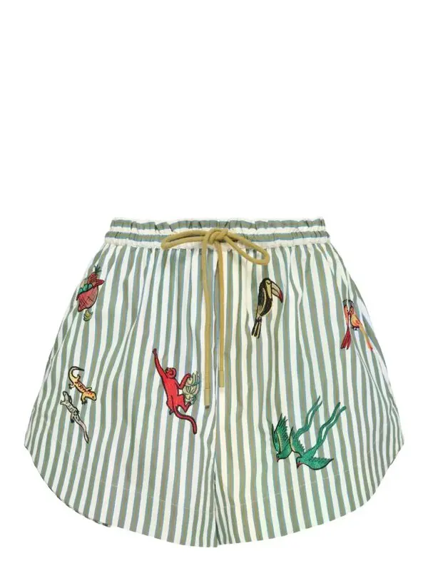 ALEMAIS Embroidered Striped Shorts - White