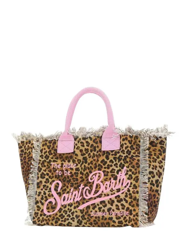 MC2 SAINT BARTH Leopard-print Fringed Tote Bag - Neutrals