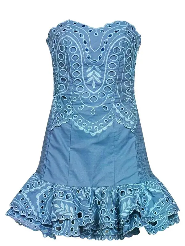 Charo Ruiz Ibiza Salty Broderie-anglaise Mini Dress - Blue