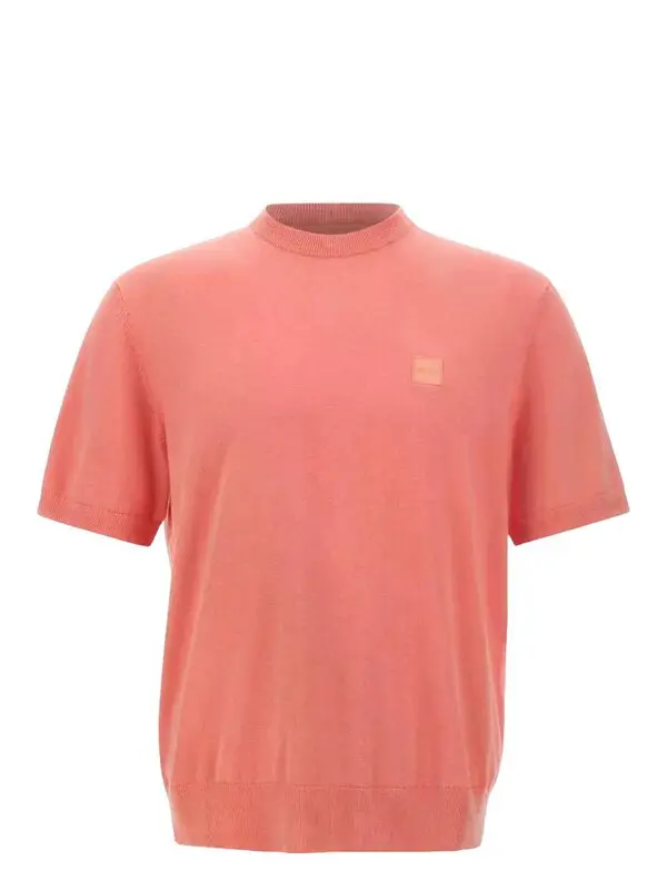 BOSS Logo-patch Short-sleeve Sweater - Pink