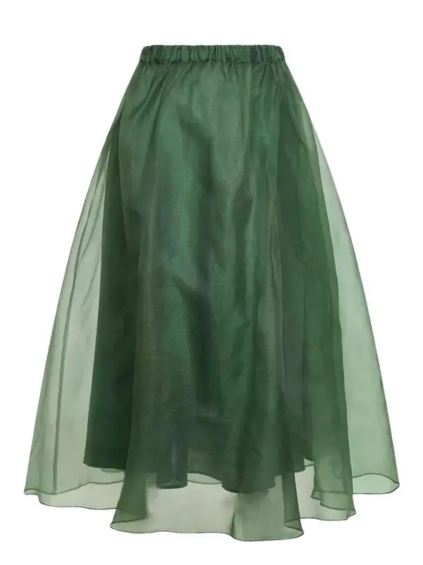 Max Mara Pleated Layered Midi Skirt - Green