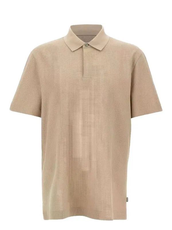 BOSS Checked Jacquard Polo Shirt - Neutrals