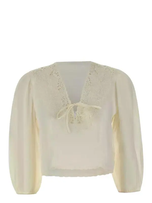 BOSS Openwork-embroidered Scalloped-hem Blouse - Neutrals