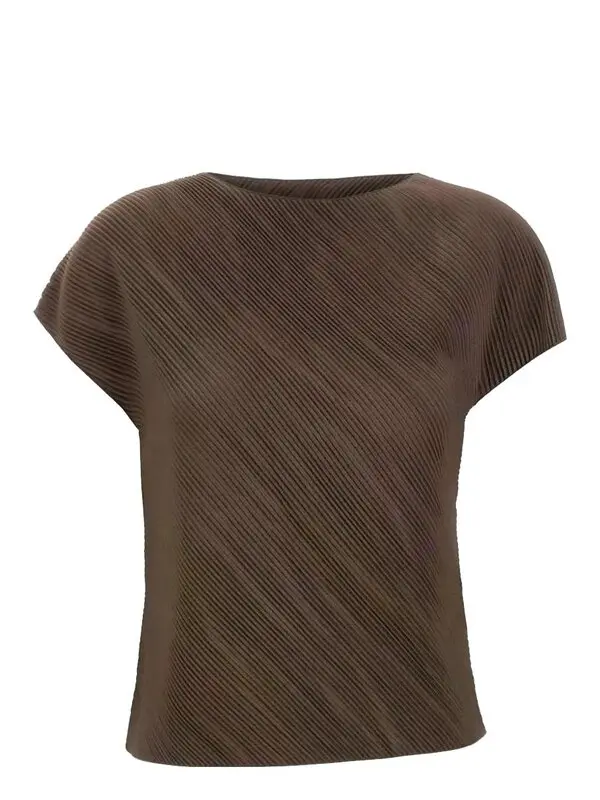 Vince Pleated Cap-sleeve Top - Brown