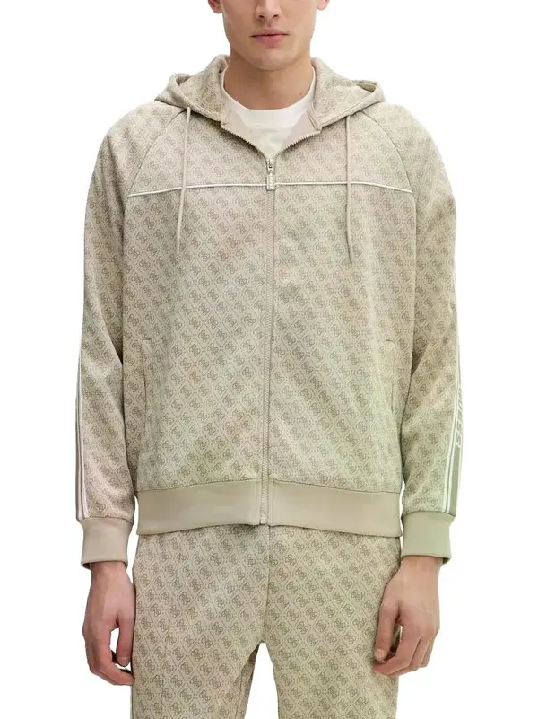 Guess 4g Monogram-print Zip-up Hoodie - Neutrals