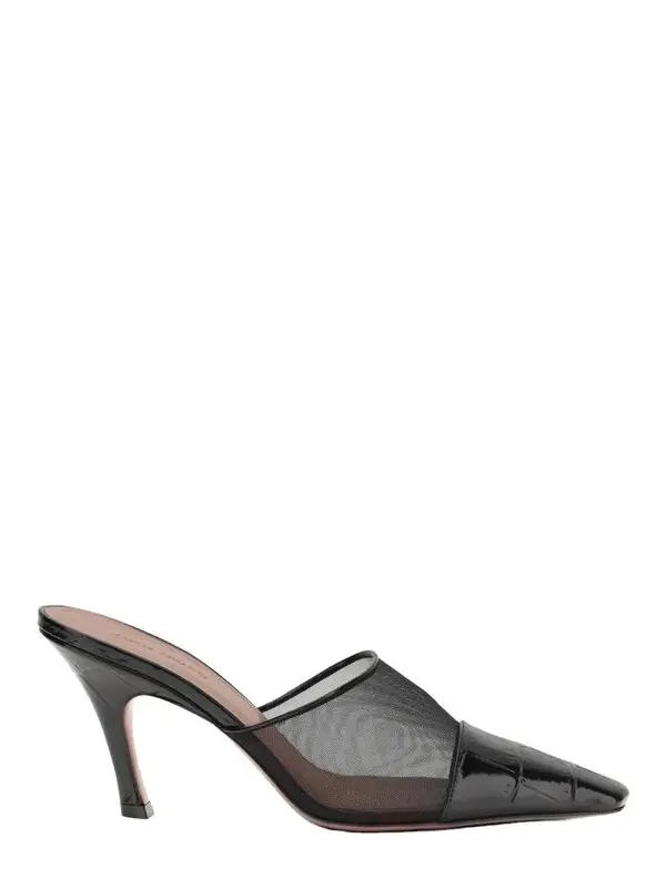 Amina Muaddi Jamie Mesh Mules - White