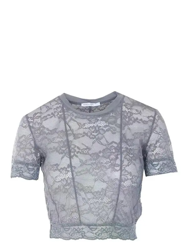 Patrizia Pepe Lace-embroidered T-shirt - Grey
