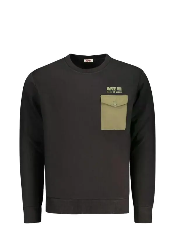 RIFLE Logo-print Flap-pocket Sweatshirt - Black