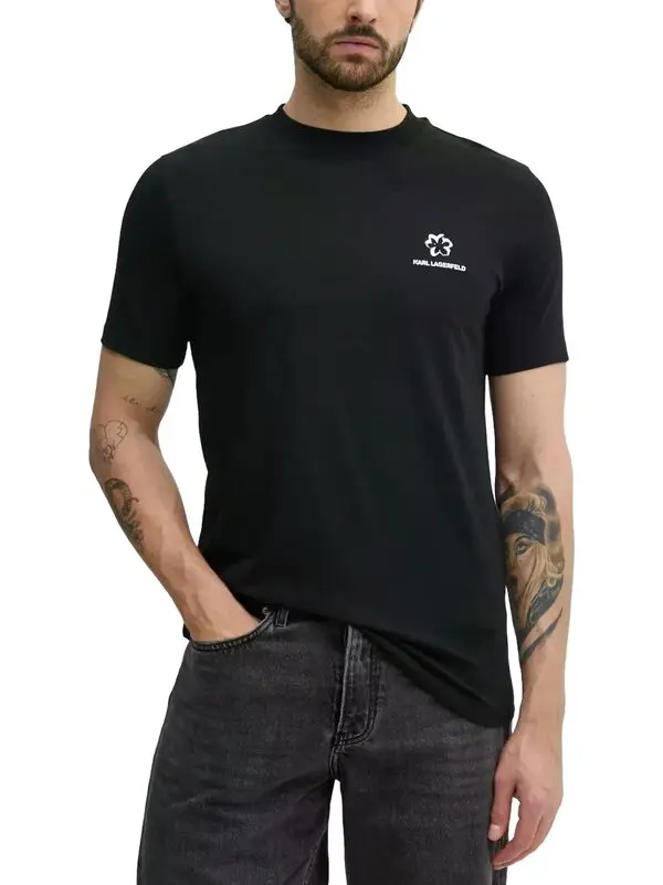 Karl Lagerfeld Logo-print Floral-motif T-shirt - Black
