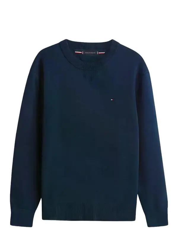 Tommy Hilfiger Logo-embroidered Crew-neck Sweater - Blue