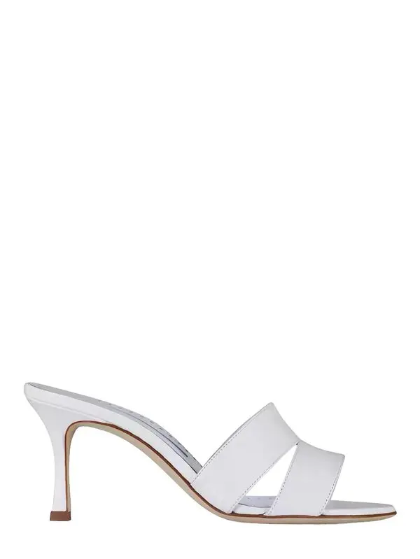 Manolo Blahnik Snakeskin-effect Double-strap Sandals - White