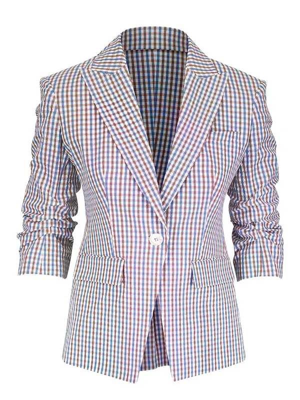 Veronica Beard Gingham-check Blazer - Blue