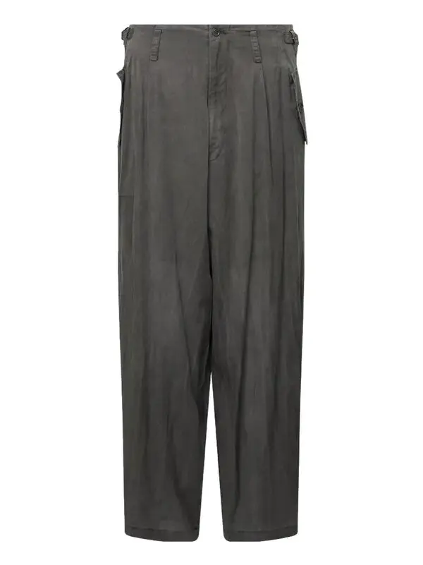 Y’s Tuck-detail Wide-leg Trousers - Grey