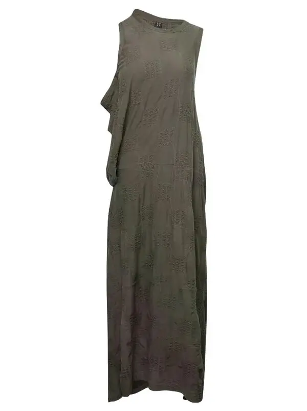 Y’s Check-pattern Draped Dress - Green