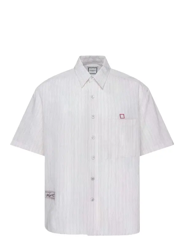 WOOYOUNGMI Stripe-pattern Short-sleeve Shirt - Neutrals