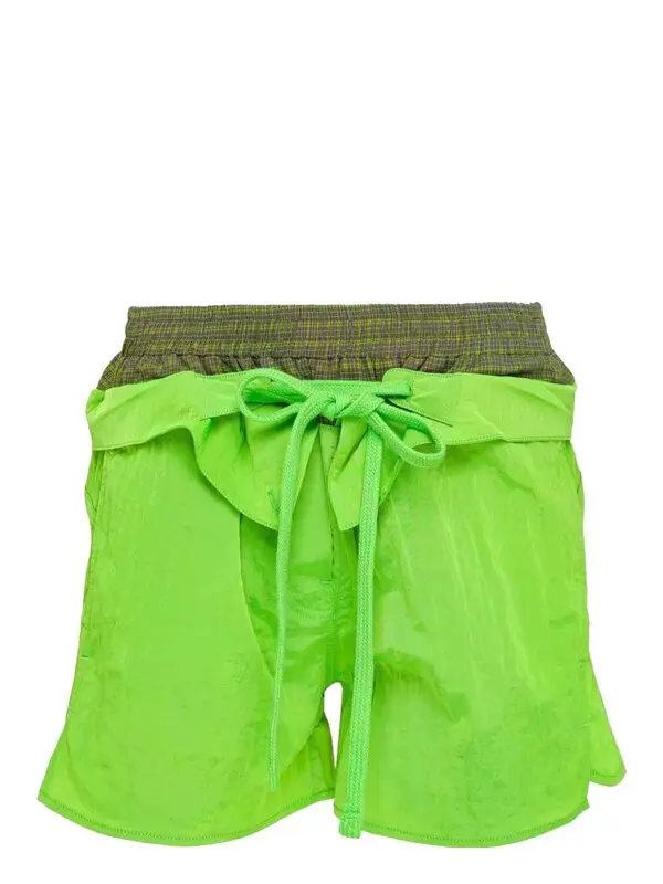 OPEN YY Layered Color-block Shorts - Green