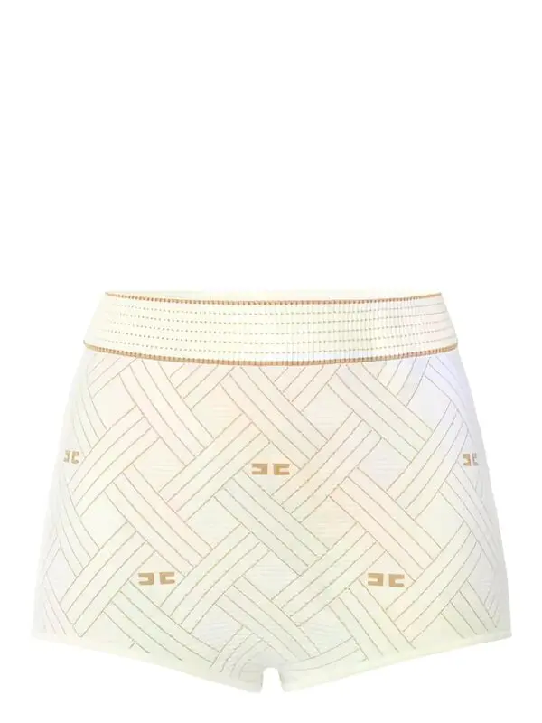 Elisabetta Franchi Diamond-jacquard Knit Shorts - Neutrals