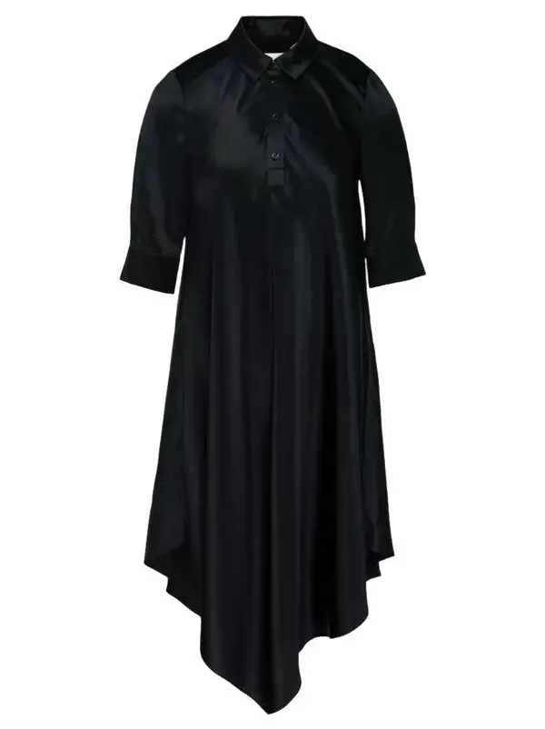 CLUB21 COLLECTION Asymmetric Silk-satin Dress - Black