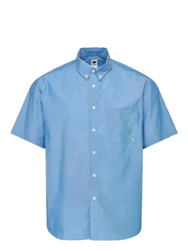 VOWELS Button-down Short-sleeve Shirt - Blue
