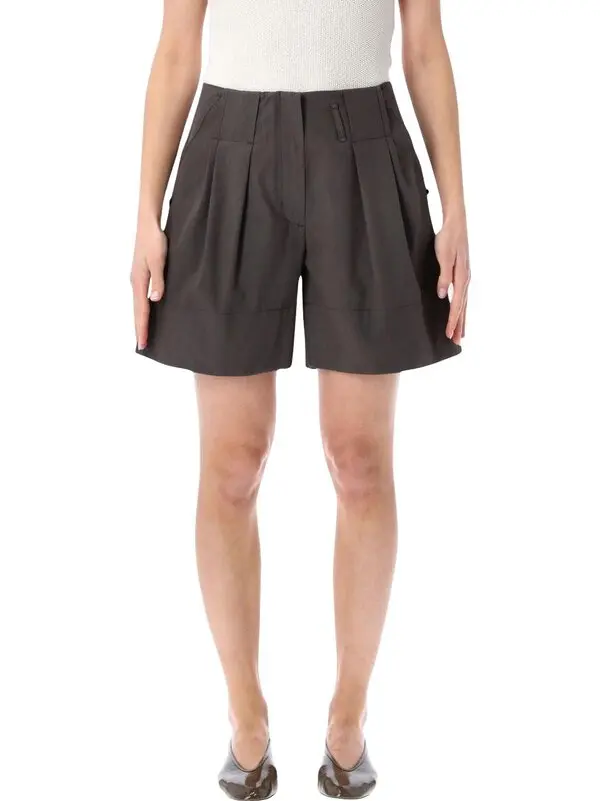 LOW CLASSIC Pleated Tailored Shorts - Charcoal