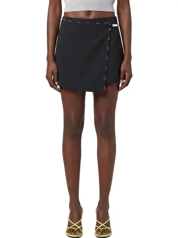 Gcds Asymmetric Wrap Mini Skirt - Black