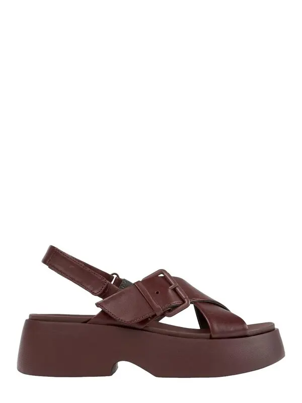Camper Heeled Platform Sandals - Burgundy