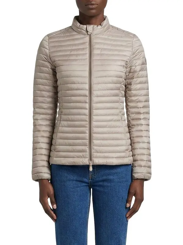 SAVE THE DUCK Quilted Zip Up Jacket - Beige