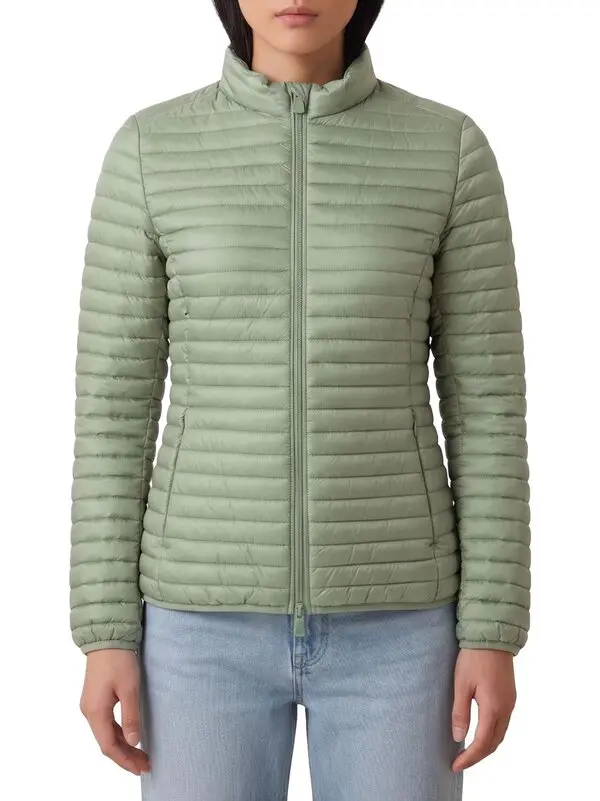 SAVE THE DUCK Quilted Zip Up Jacket - Kaki