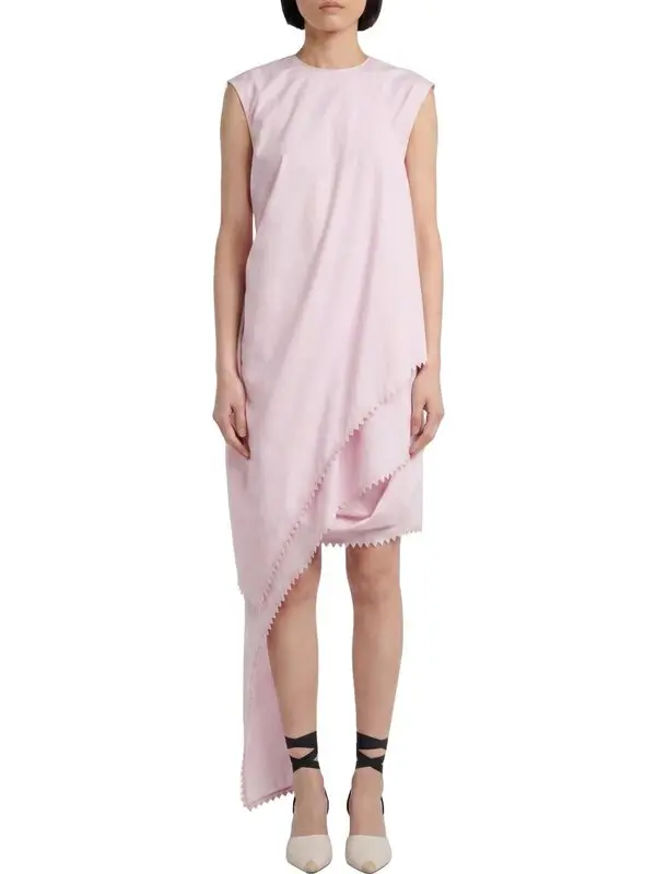 Jacquemus Asymmetrical Midi Dress With Draped Overlay - Pink