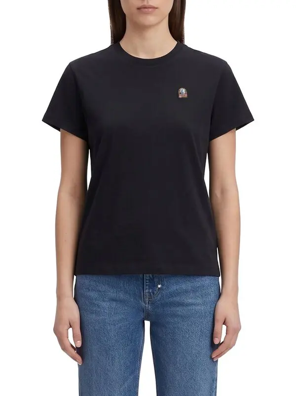 PARAJUMPERS Cotton T-shirt With Logo Detail - Black