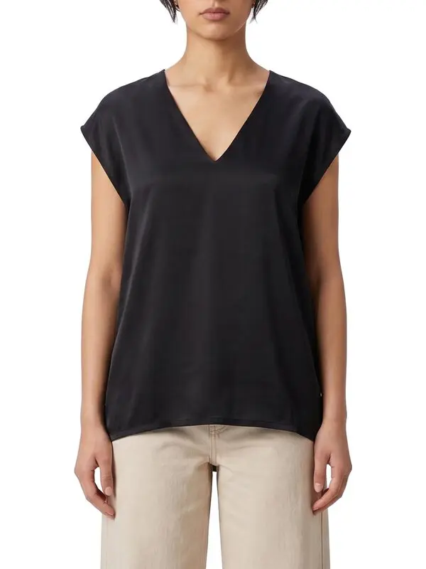 THOM KROM Viscose V-neck Top - Black