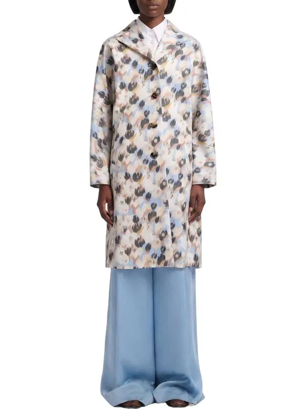 Marni Duchesse Coat With Abstract Pattern - Gnawed Blue