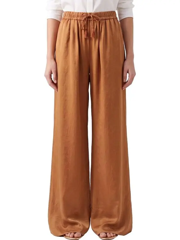 FORTE_FORTE Silk Palazzo Trousers - Brown