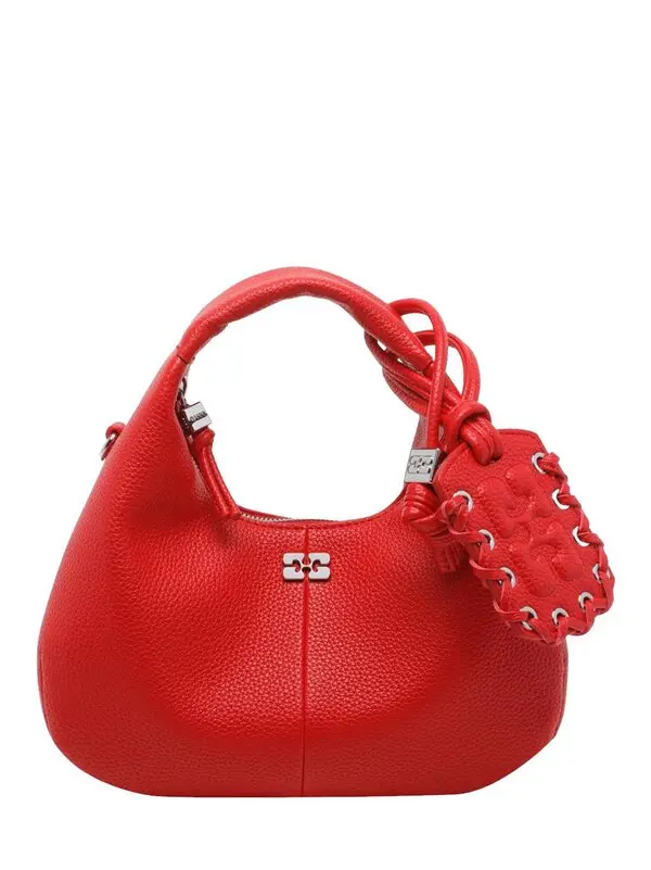 GANNI Recycled Polyester Blend Hobo Bag With Butterfly Logo Charm - Red