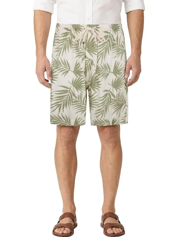 LANEUS Tropical Print Drawstring Shorts - White