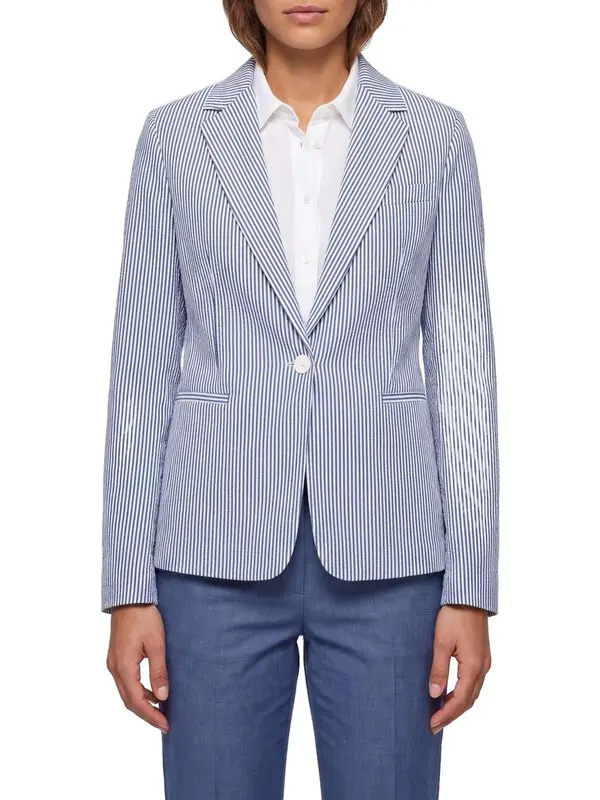 CIRCOLO 1901 Single Breasted Striped Jacket - Blue