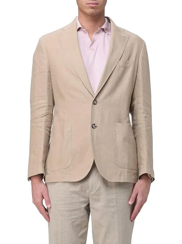 MANUEL RITZ Single-breasted Blazer With Notch Lapel - Beige