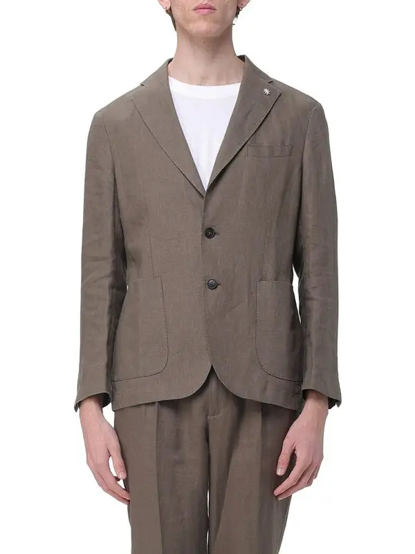 MANUEL RITZ Single-breasted Blazer With Notch Lapel - Dove Grey
