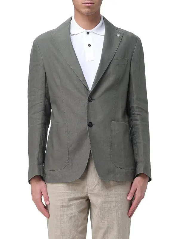 MANUEL RITZ Single-breasted Blazer With Notch Lapel - Green