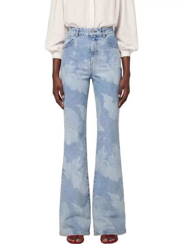 Fiorucci Printed Denim Flared Jeans - Blue
