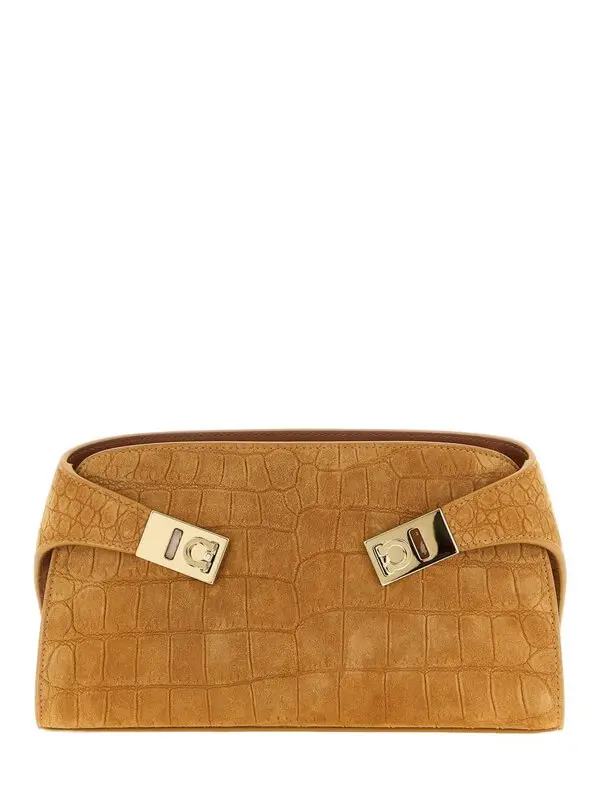 FERRAGAMO Croc-effect Crossbody Bag - Natural